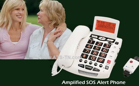 Amplified SOS Alert Phone with Wireless Wrist Pendant and Talking Caller ID